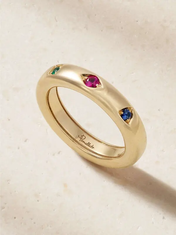 Pomellato Iconica 18-karat Rose Gold, Ruby, Sapphire And Emerald Ring - Multi