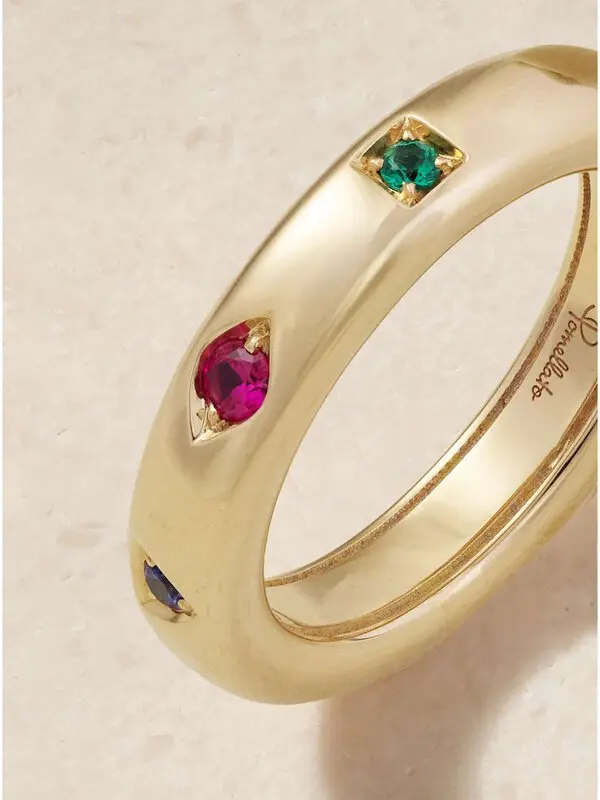 Pomellato Iconica 18-karat Rose Gold, Ruby, Sapphire And Emerald Ring