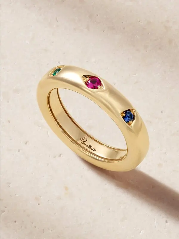 Pomellato Iconica 18-karat Rose Gold, Ruby, Sapphire And Emerald Ring - Multi