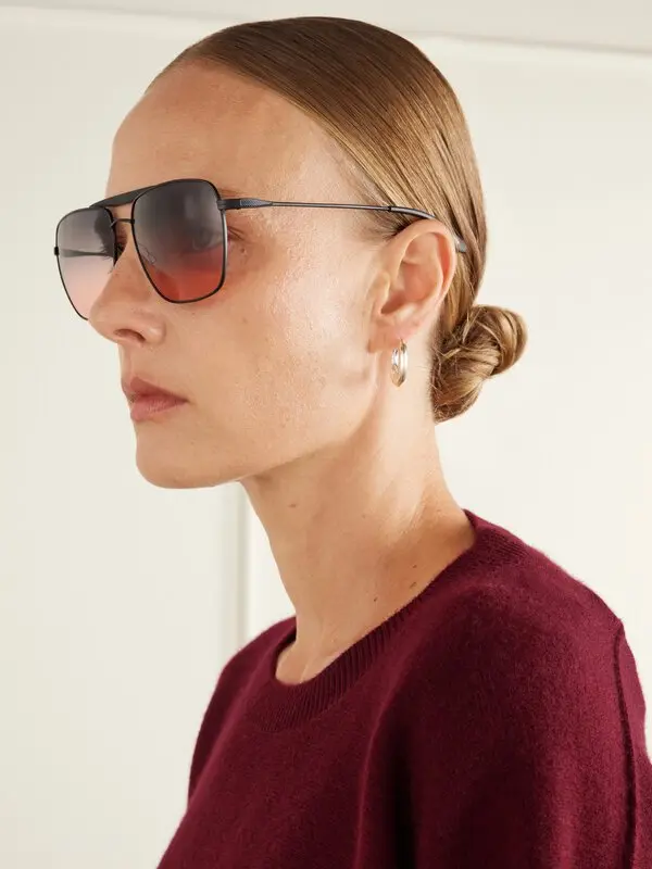 Barton Perreira Bhanot Aviator-style Titanium Sunglasses