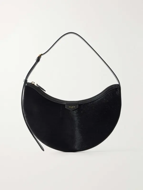 Alaïa Demi Lune Calf-hair Shoulder Bag - Black