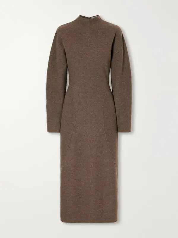 Max Mara Tenuta Paneled Wool-blend Midi Dress - Brown
