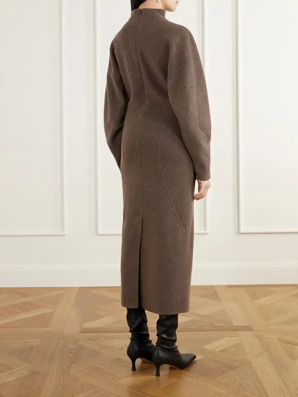 Max Mara Tenuta Paneled Wool-blend Midi Dress - Brown