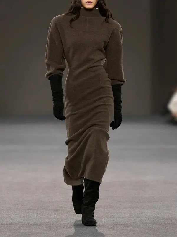 Max Mara Tenuta Paneled Wool-blend Midi Dress - Brown