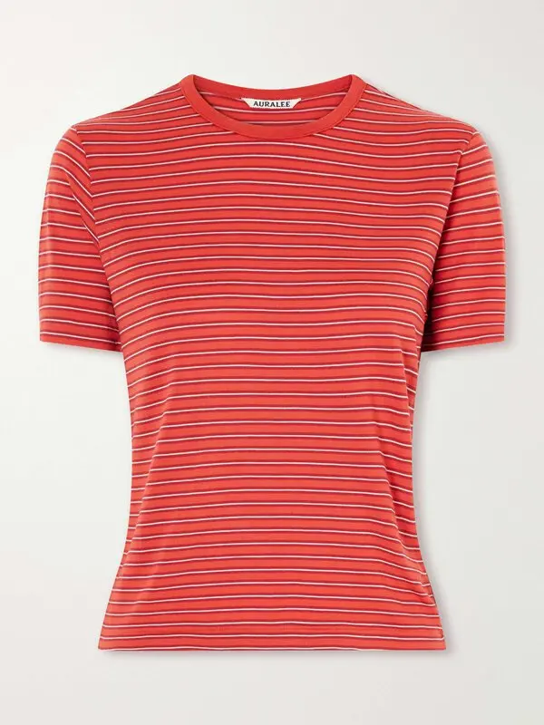 Auralee Striped Wool-jersey T-shirt