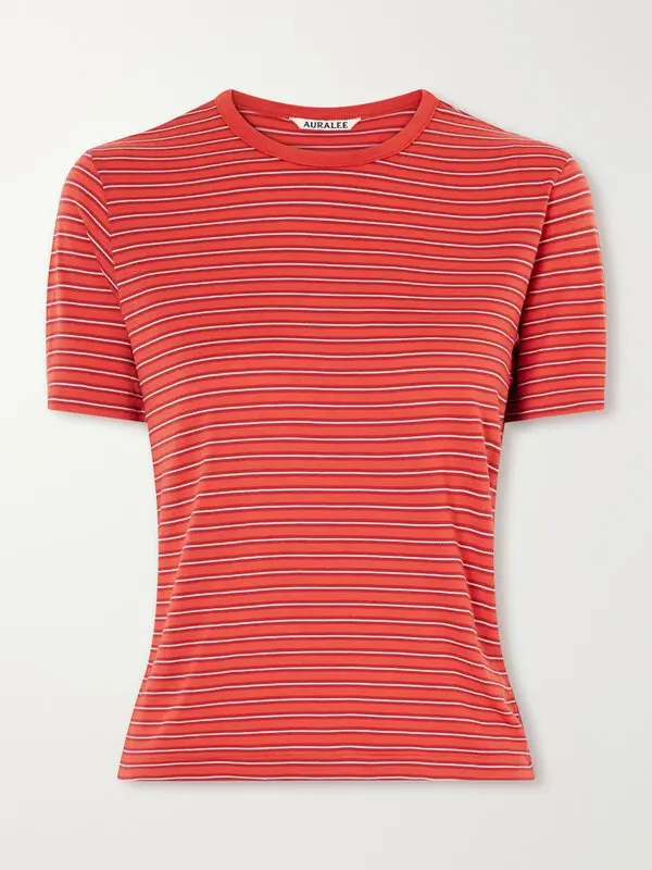 Auralee Striped Wool-jersey T-shirt