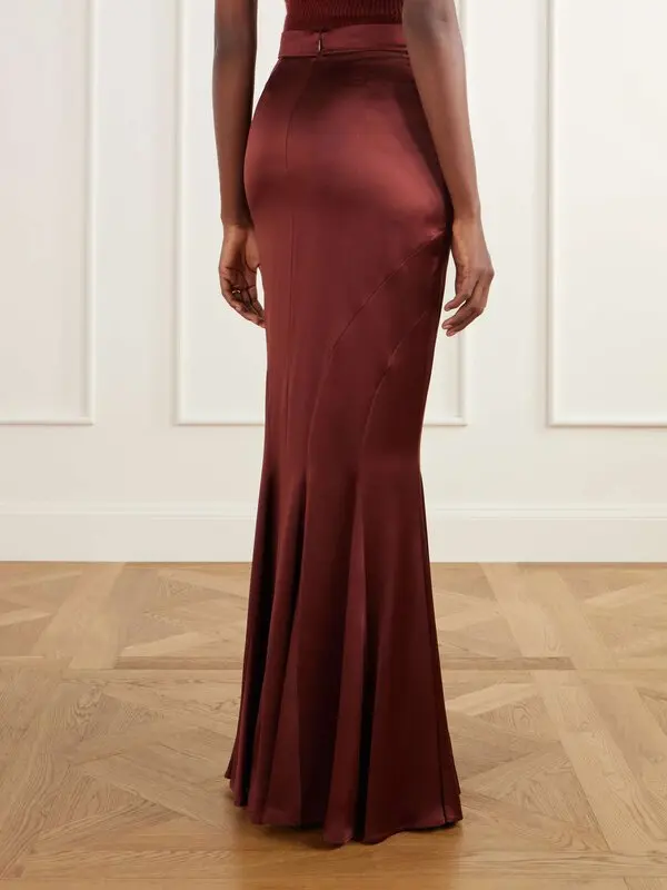 Max Mara Tabarin Pleated Silk-satin Maxi Skirt