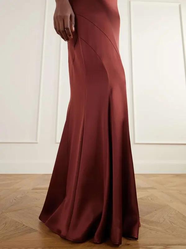 Max Mara Tabarin Pleated Silk-satin Maxi Skirt