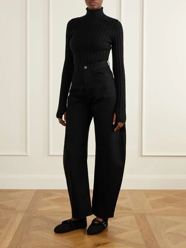 Alaïa La Ballerine Shearling-trimmed Suede Ballet Flats