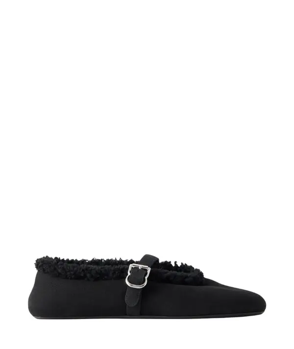 Alaïa La Ballerine Shearling-trimmed Suede Ballet Flats - Black