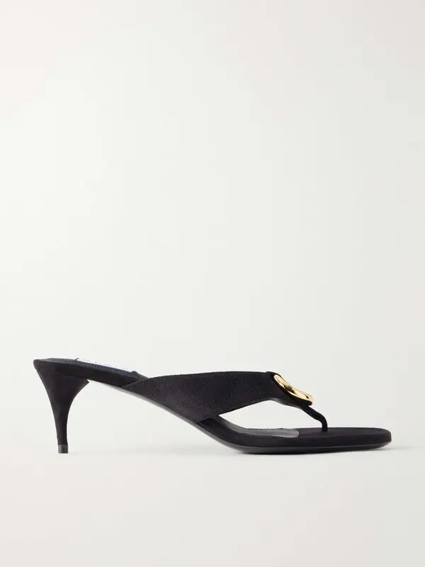 Alaïa Infra 55 Embellished Suede Thong Sandals
