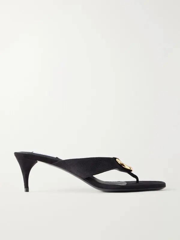 Alaïa Infra 55 Embellished Suede Thong Sandals