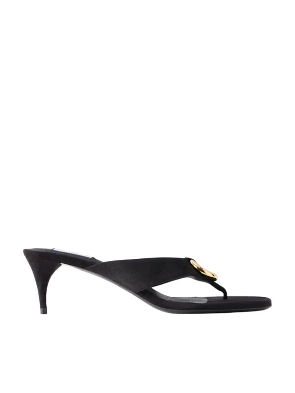 Alaïa Infra 55 Embellished Suede Thong Sandals - Black