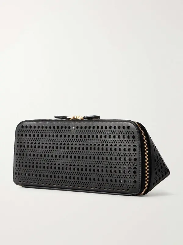 Alaïa Delta Laser-cut Leather Clutch