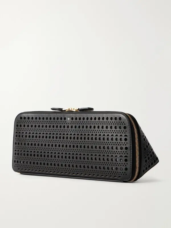 Alaïa Delta Laser-cut Leather Clutch