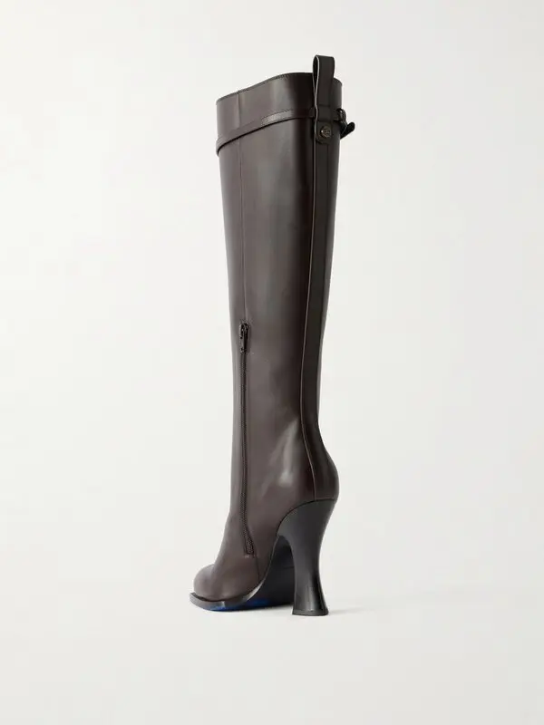 Burberry 100 Belted Leather Knee-high Boots - Brown