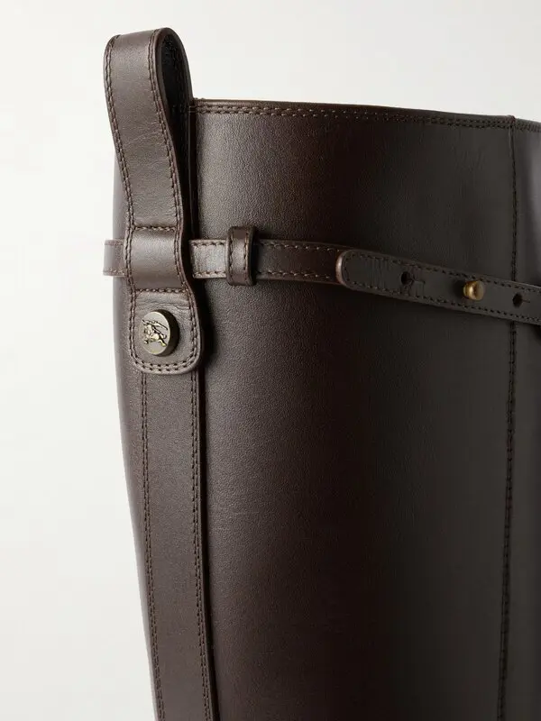 Burberry 100 Belted Leather Knee-high Boots - Brown