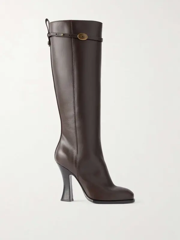 Burberry 100 Belted Leather Knee-high Boots - Dark Brown