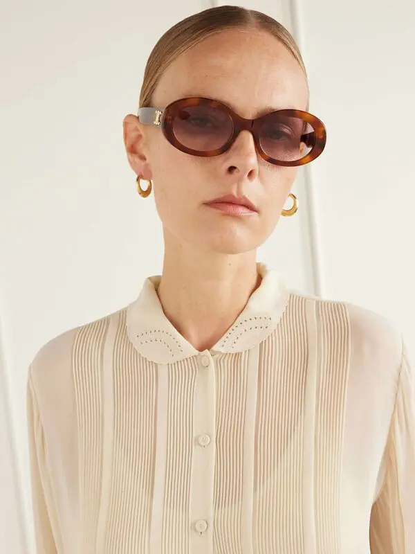Celine Triomphe Oval-frame Acetate Sunglasses