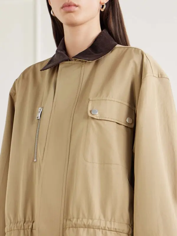 FRAME The Safari Drawstring Corduroy-trimmed Cotton-twill Jacket