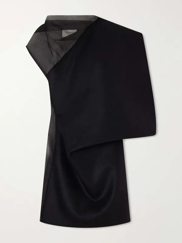 Sportmax Cesto Draped Virgin Wool And Silk Mini Dress - Black