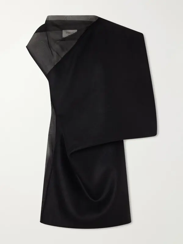 Sportmax Cesto Draped Virgin Wool And Silk Mini Dress - Black