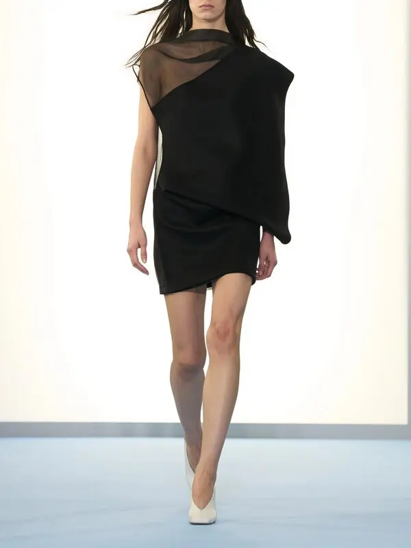 Sportmax Cesto Draped Virgin Wool And Silk Mini Dress