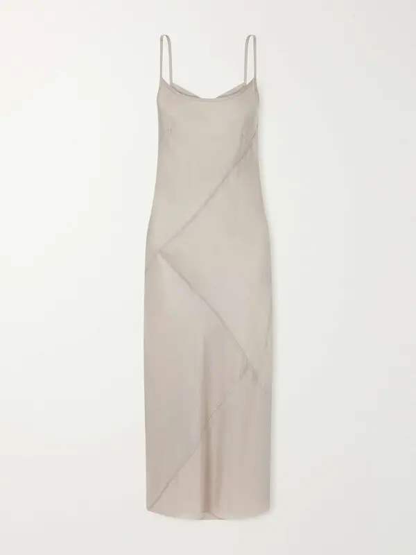 LAUREN MANOOGIAN Paneled Satin Midi Dress