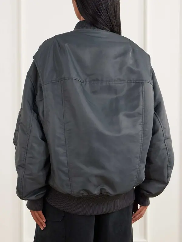 JW Anderson Oversized Tipped Hem Satin Bomber Jacket - Dark Gray