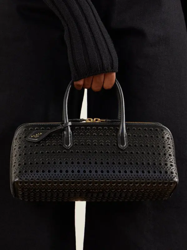 Alaïa Delta Small Laser-cut Leather Shoulder Bag
