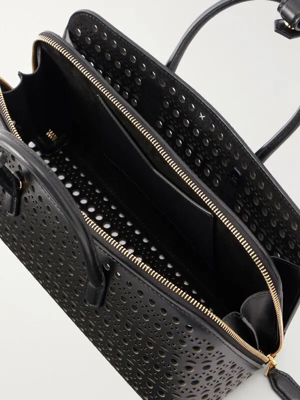 Alaïa Delta Small Laser-cut Leather Shoulder Bag