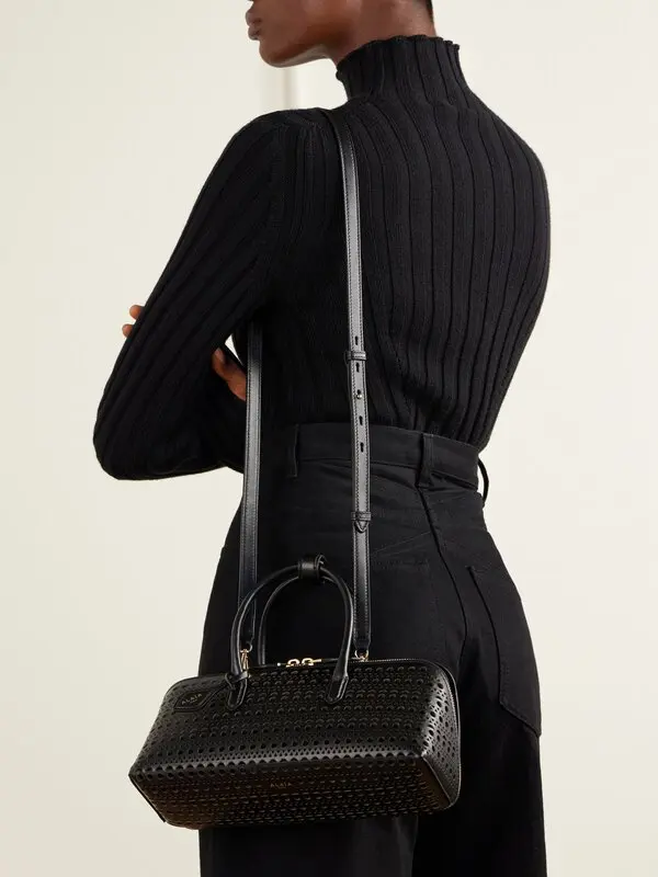 Alaïa Delta Small Laser-cut Leather Shoulder Bag