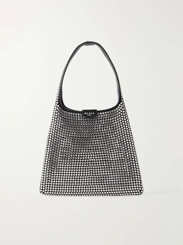 Alaïa Studded Suede-trimmed Leather Shoulder Bag