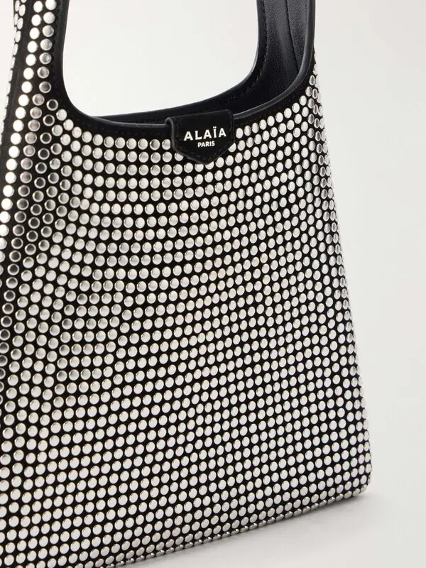 Alaïa Studded Suede-trimmed Leather Shoulder Bag