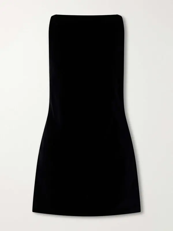 Brandon Maxwell The Sable Paneled Cotton-blend Velvet Mini Dress