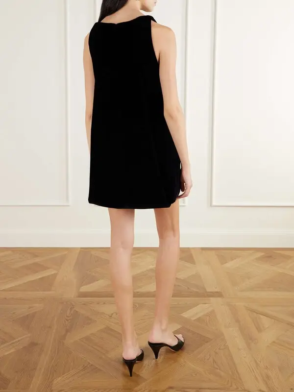 Brandon Maxwell The Sable Paneled Cotton-blend Velvet Mini Dress