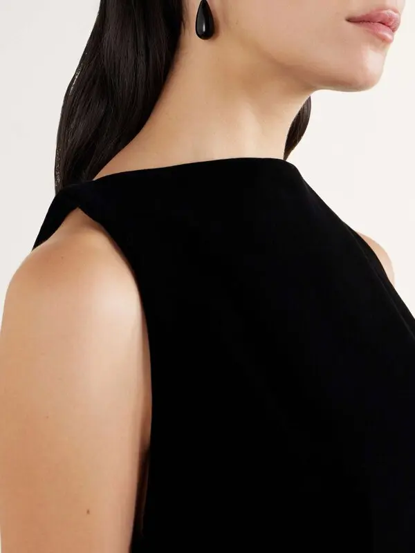 Brandon Maxwell The Sable Paneled Cotton-blend Velvet Mini Dress