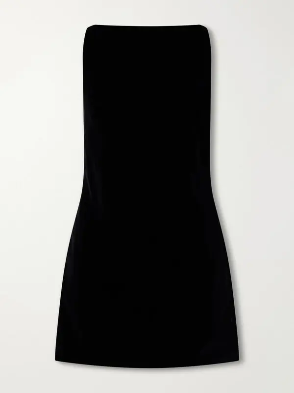 Brandon Maxwell The Sable Paneled Cotton-blend Velvet Mini Dress