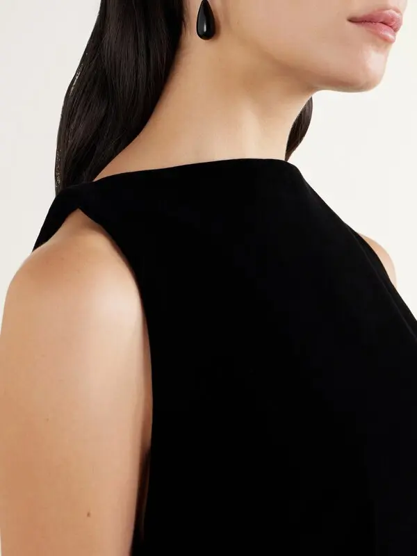 Brandon Maxwell The Sable Paneled Cotton-blend Velvet Mini Dress