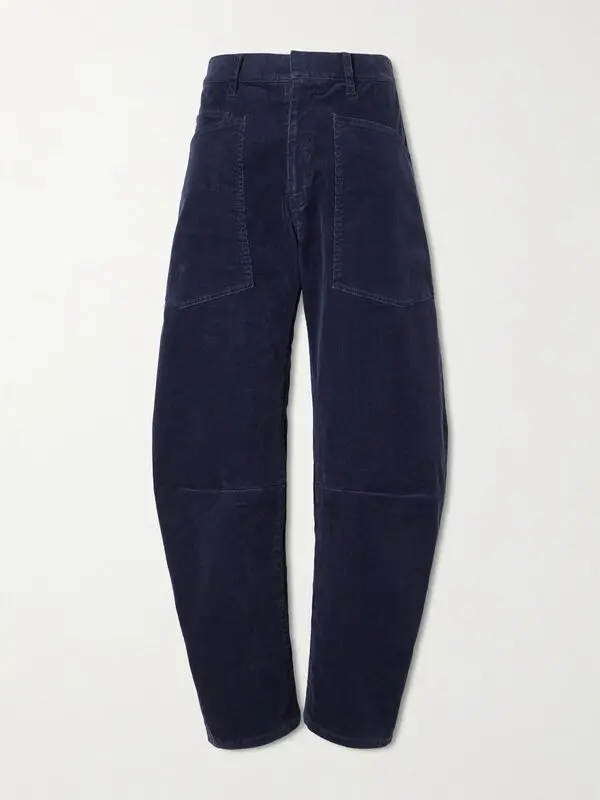 NILI LOTAN Shon Cotton-blend Twill Tapered Pants - Blue