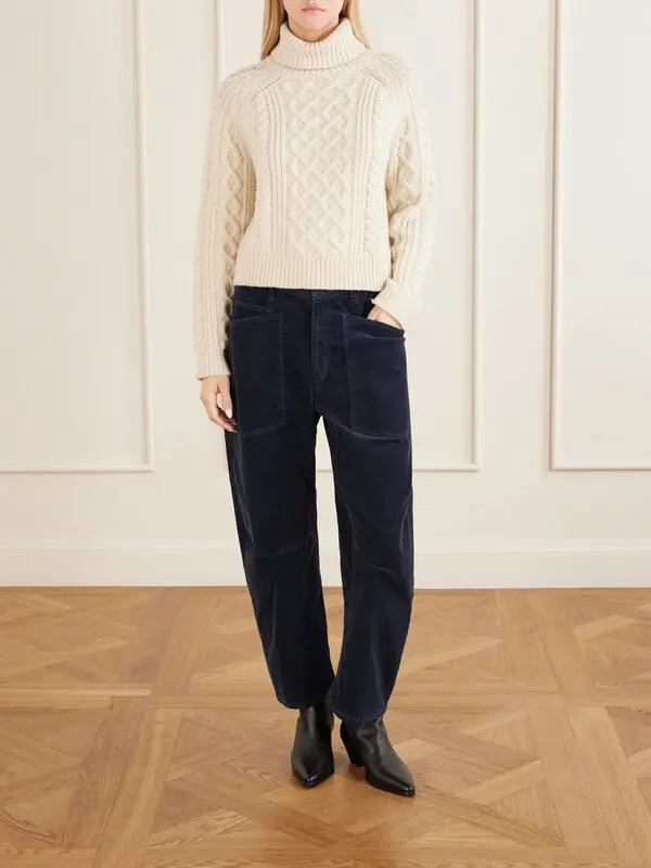 NILI LOTAN Shon Cotton-blend Twill Tapered Pants - Blue