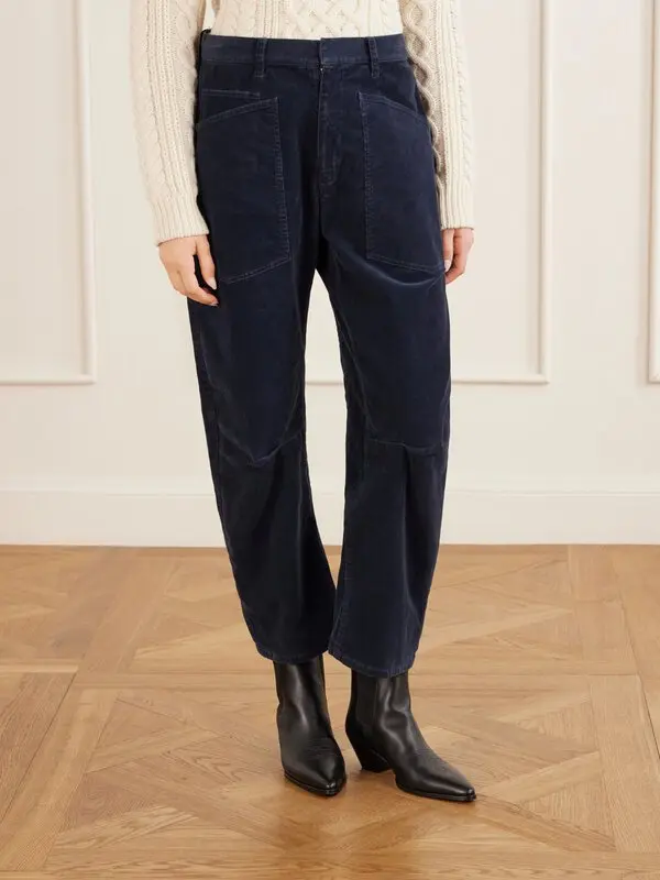 NILI LOTAN Shon Cotton-blend Twill Tapered Pants - Blue
