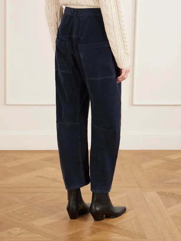 NILI LOTAN Shon Cotton-blend Twill Tapered Pants - Blue