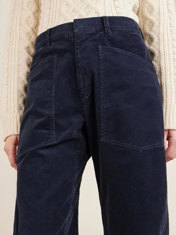 NILI LOTAN Shon Cotton-blend Twill Tapered Pants - Blue