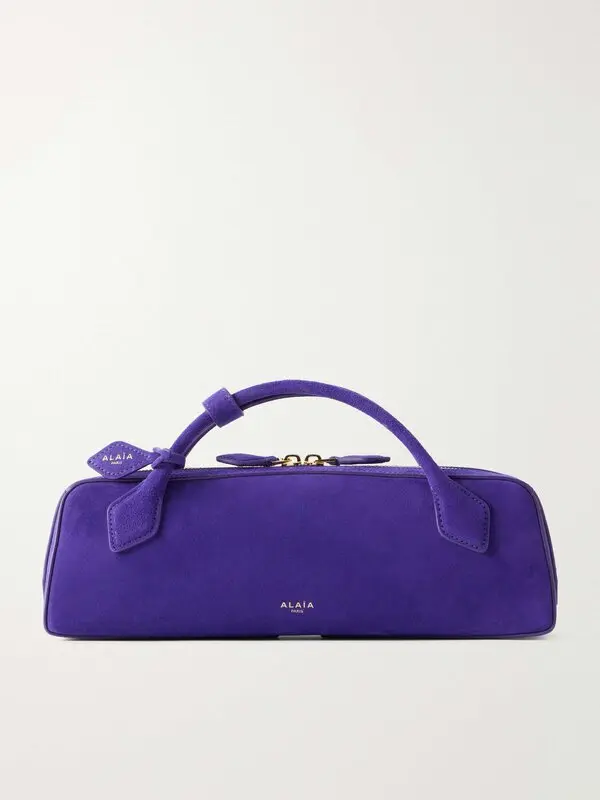 Alaïa Le Teckel Leather-trimmed Suede Clutch