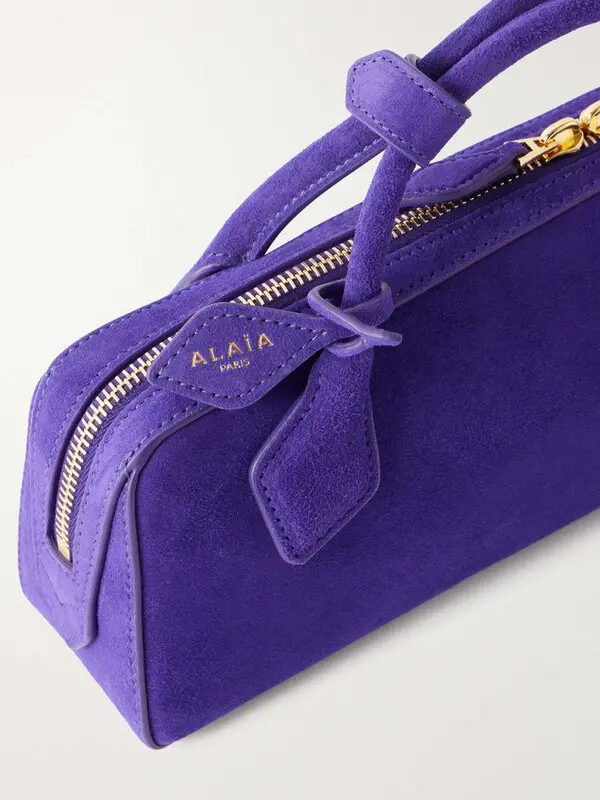 Alaïa Le Teckel Leather-trimmed Suede Clutch