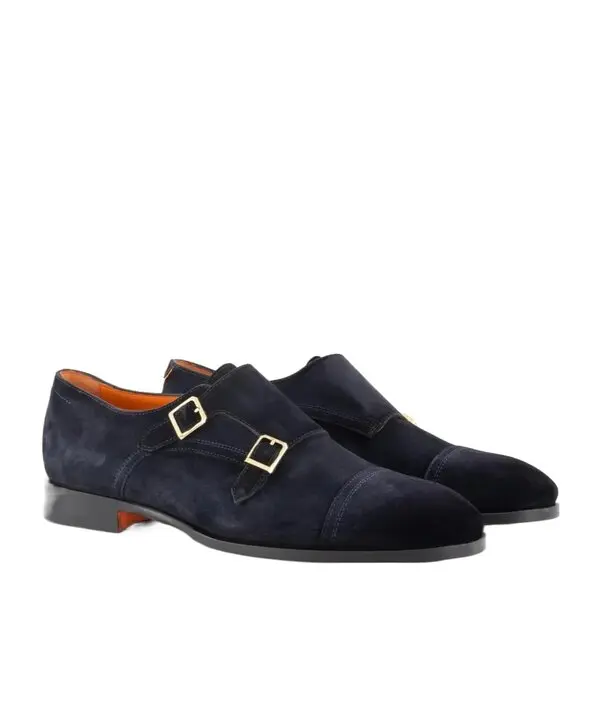 Santoni Almond Toe Buckled Loafers