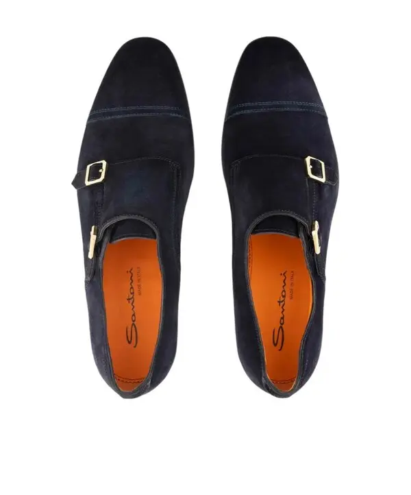 Santoni Almond Toe Buckled Loafers