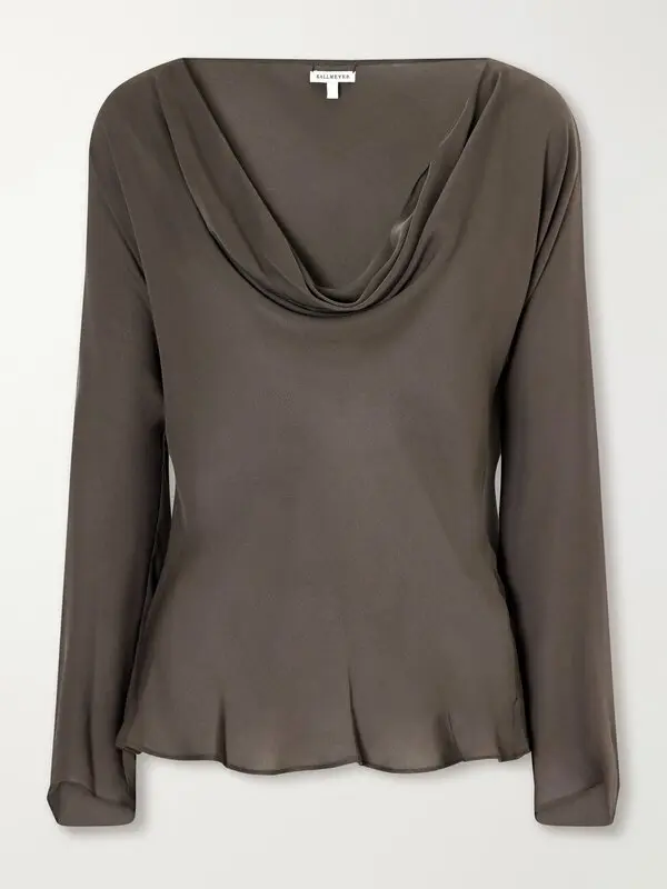 KALLMEYER Wilka Draped Silk-georgette Blouse - Gray