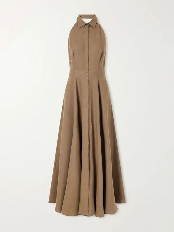 Ralph Lauren Eldered Halterneck Linen Maxi Dress